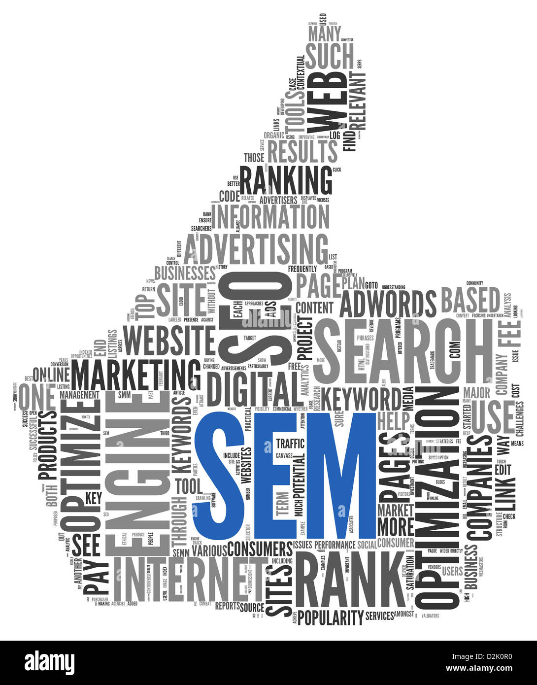 Search engine marketing SEM concept in word tag cloud on white ...