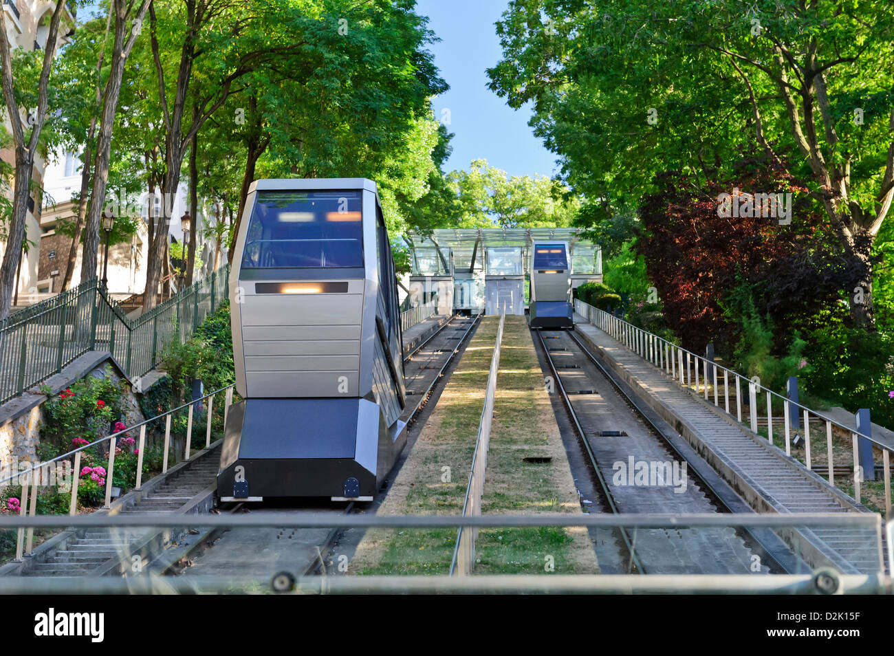 Montmartre funicular railway at Sacré-Cœur, Paris, France Stock Photo ...