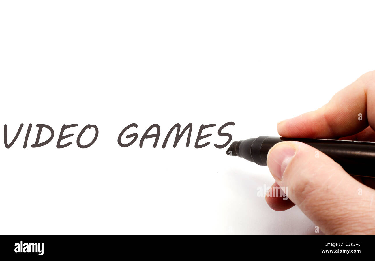 Video Games being hand written with a black marker making a great ...