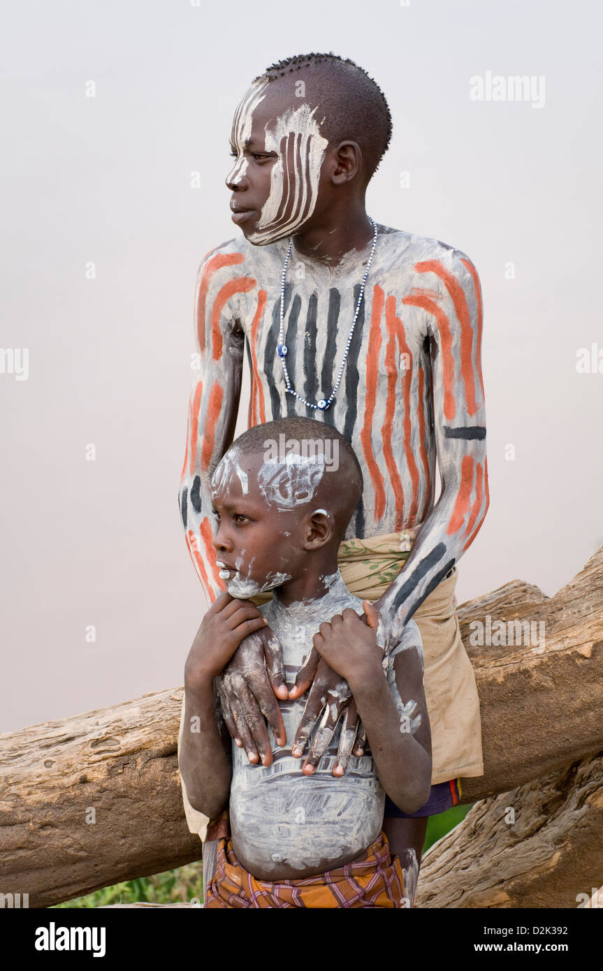 Portrait of Kara boy with child-close up Stock Photo - Alamy
