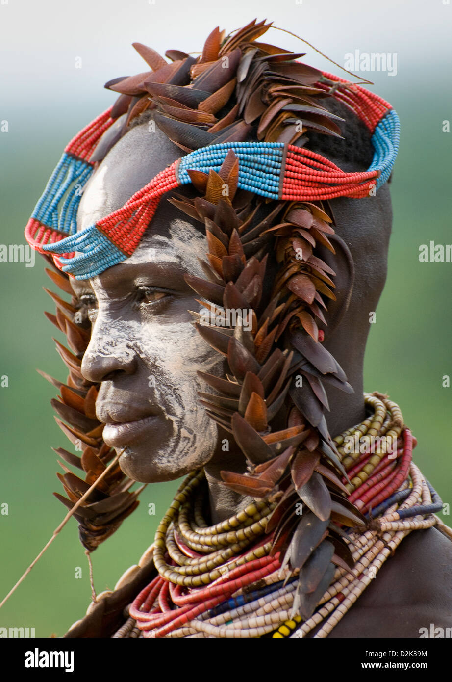 Portrait of Kara woman with her necklaces and jewelry-head shot Stock ...