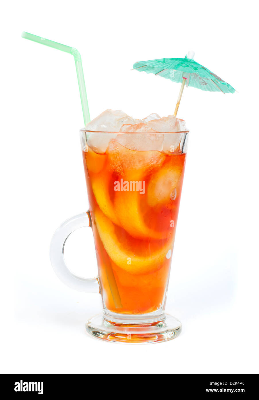Ice tea white isolated. Glass ice tea with ice cubes and mint Stock ...