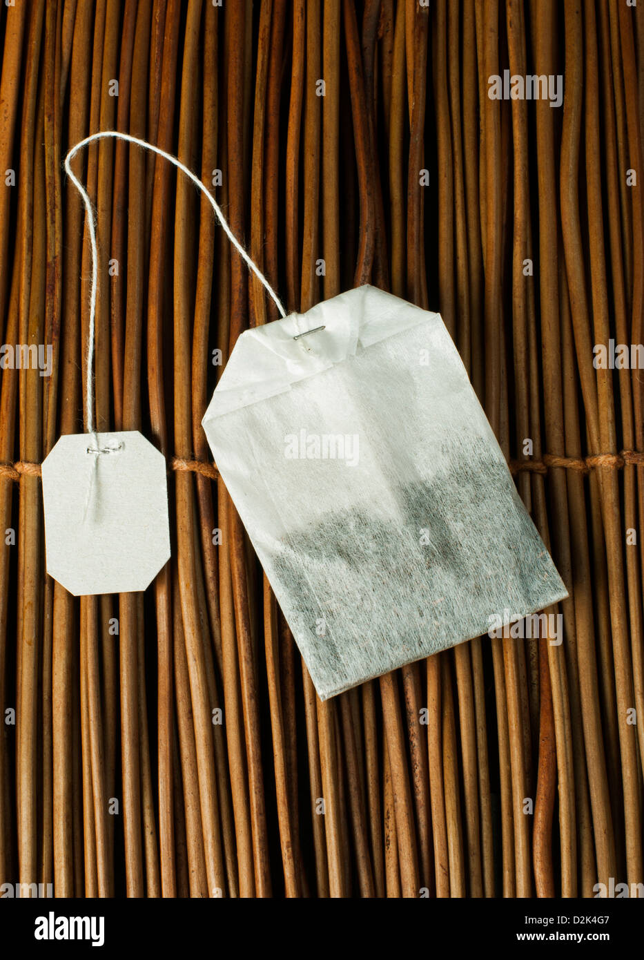 Tea bag close up on wooden base Stock Photo - Alamy
