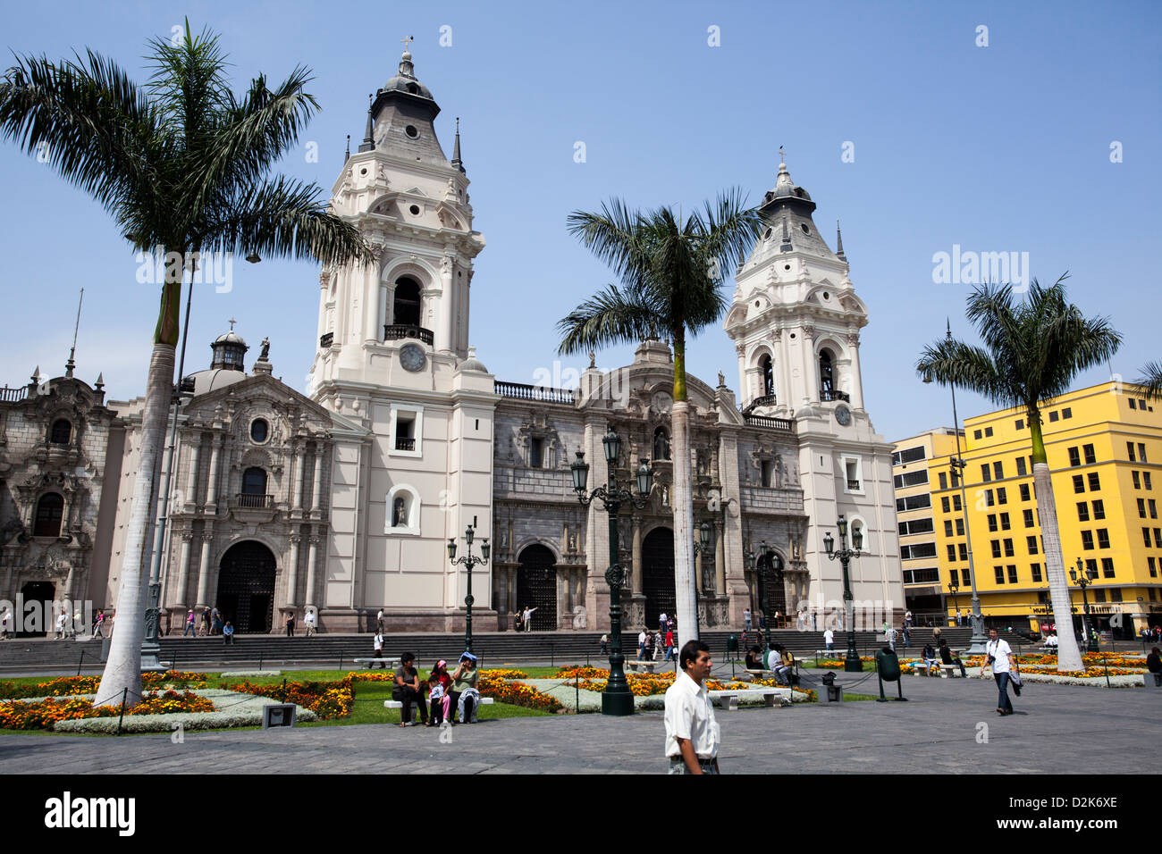 Lima, peru, main square, plaza mayor, plaza de armas, lima cathedral ...