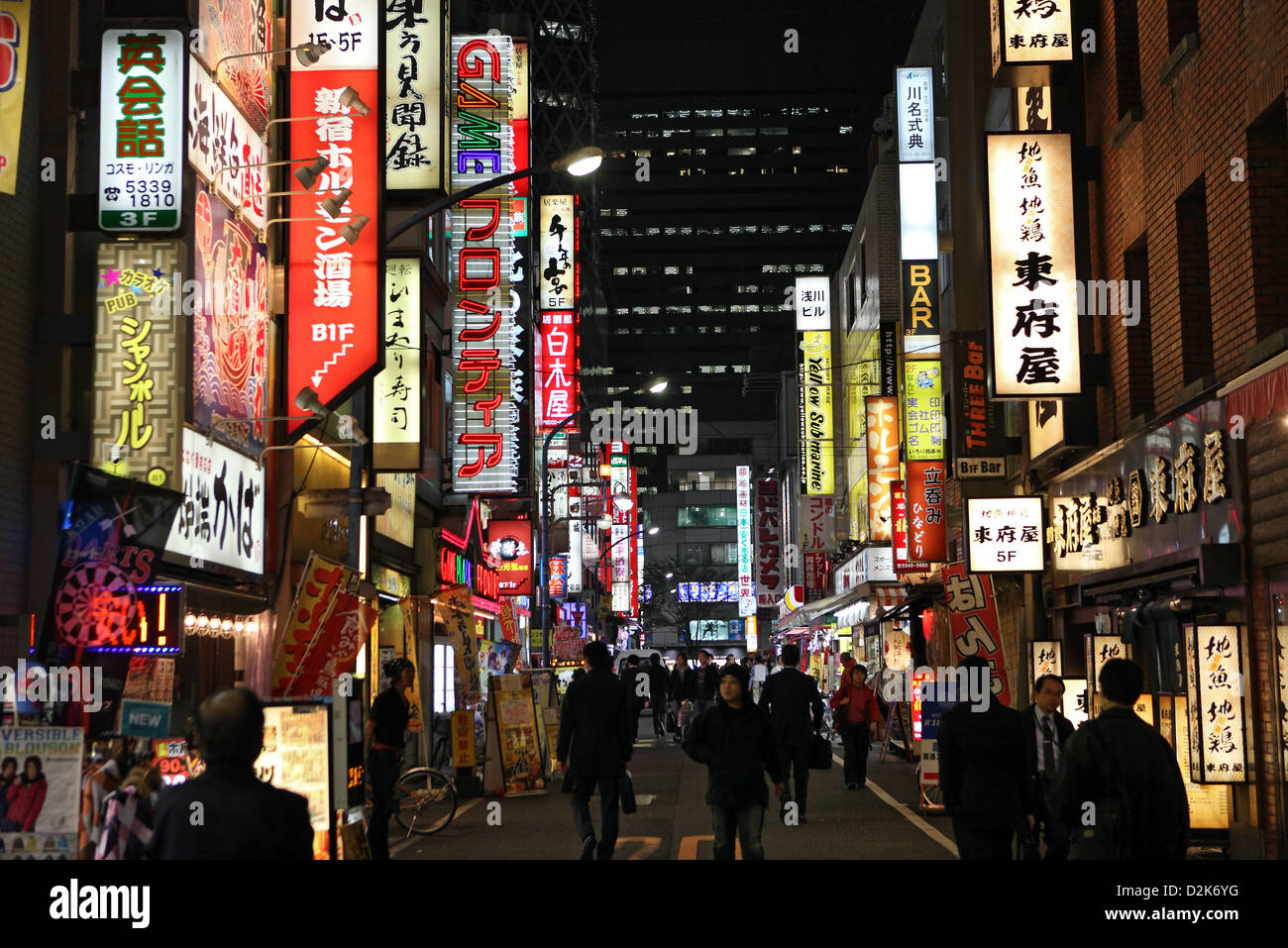 Tokyo, Japan, neon signs from a drainpipe Stock Photo - Alamy