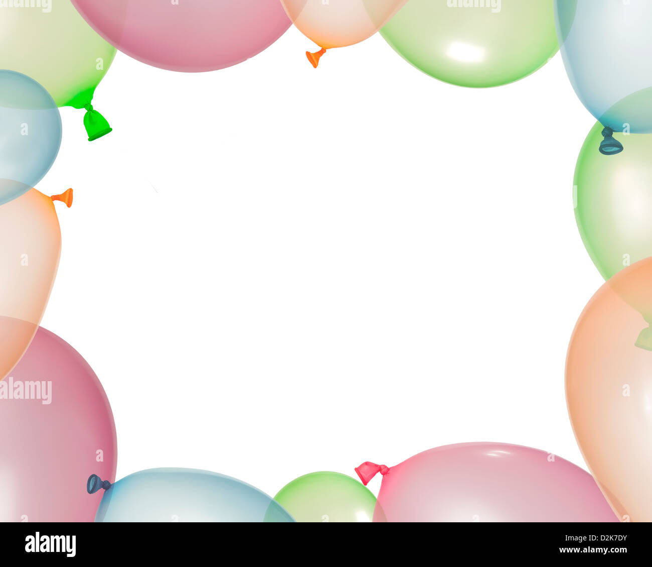 Border of inflated balloons from different colors. White isolated Stock ...