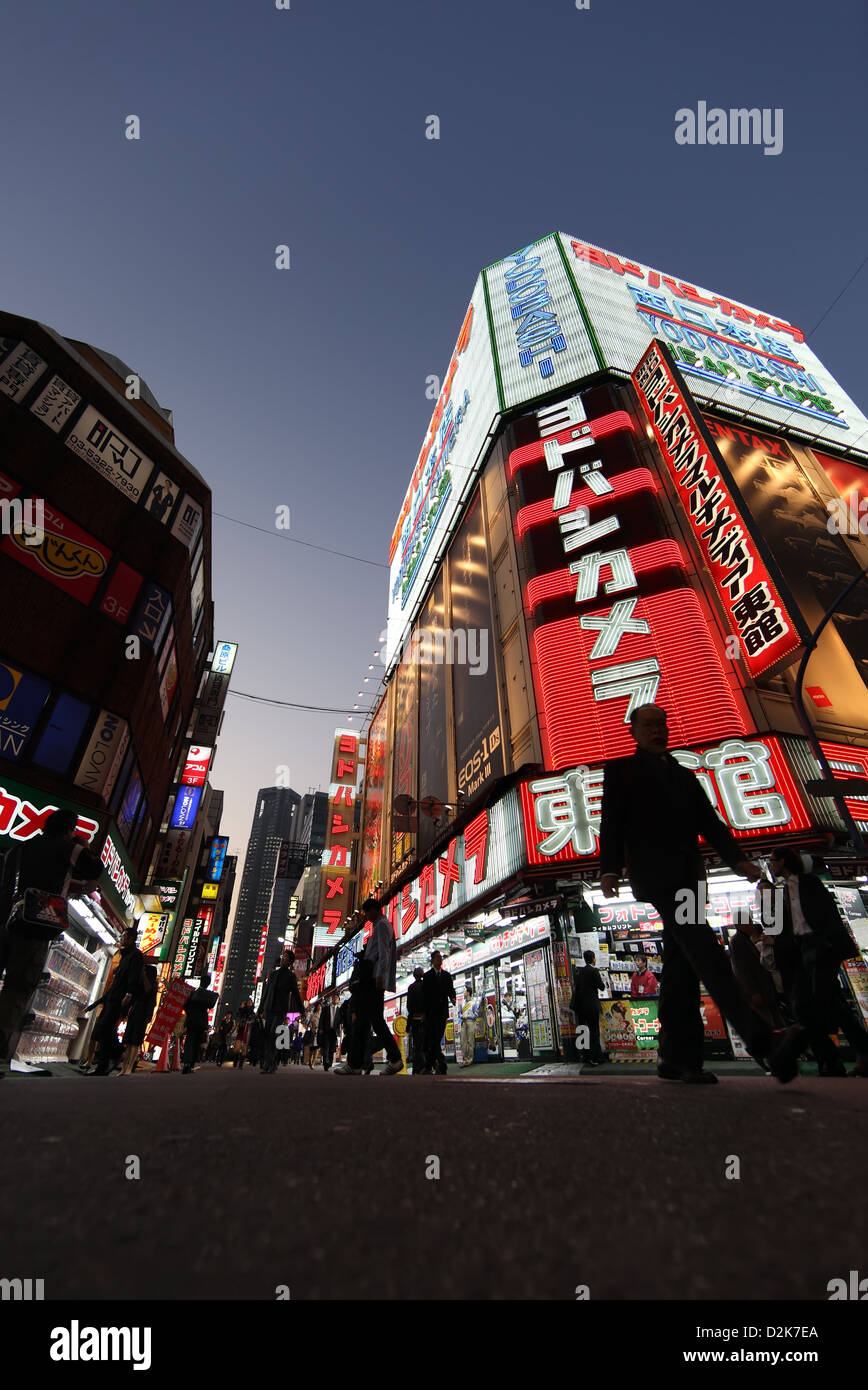 Tokyo, Japan, Street scene in Shinjuku district at dusk Stock Photo - Alamy