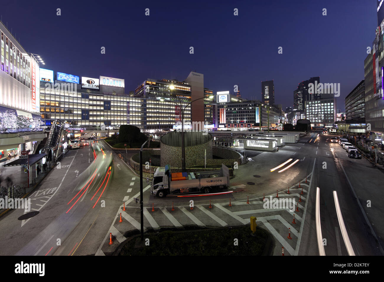 Tokyo, Japan, Square in front of Shinjuku Station at night Stock Photo ...