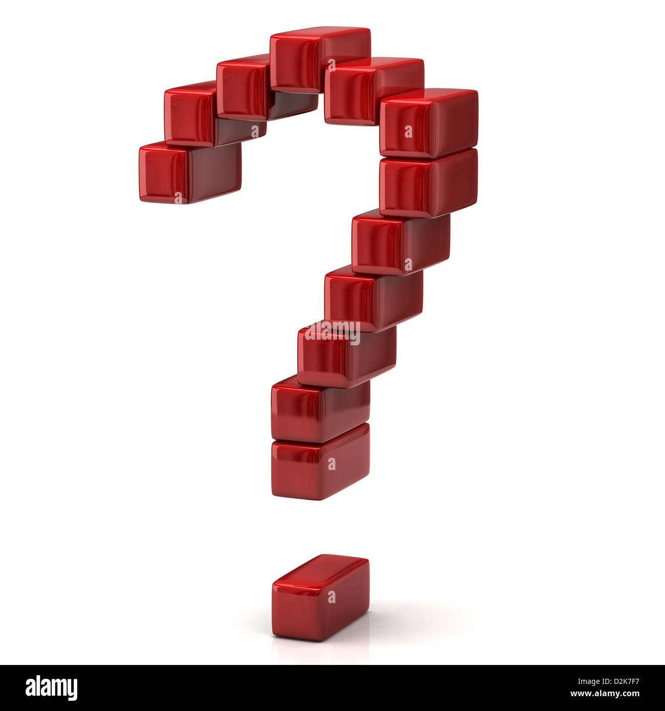 Red question mark made of cubes, 3d image on white background Stock ...
