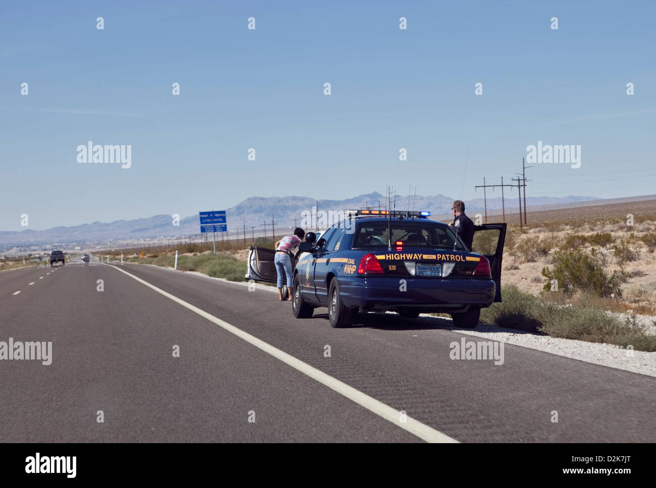 CALIFORNIA HIGHWAY PATROL STOP A CAR ON A HIGHWAY IN CALIFORNIA Stock ...