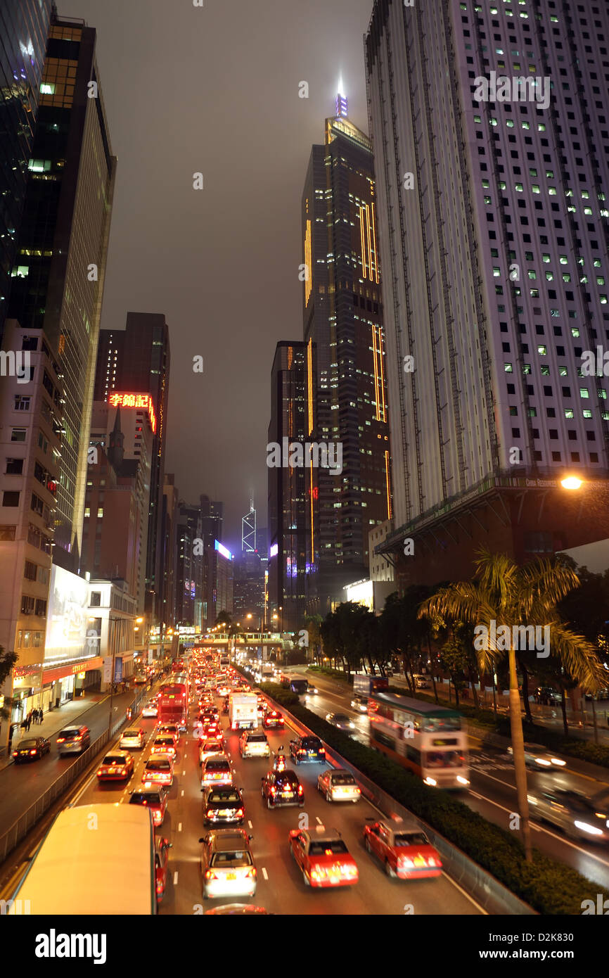 Hong Kong, China, during rush hour in the Gloucester Road Stock Photo ...