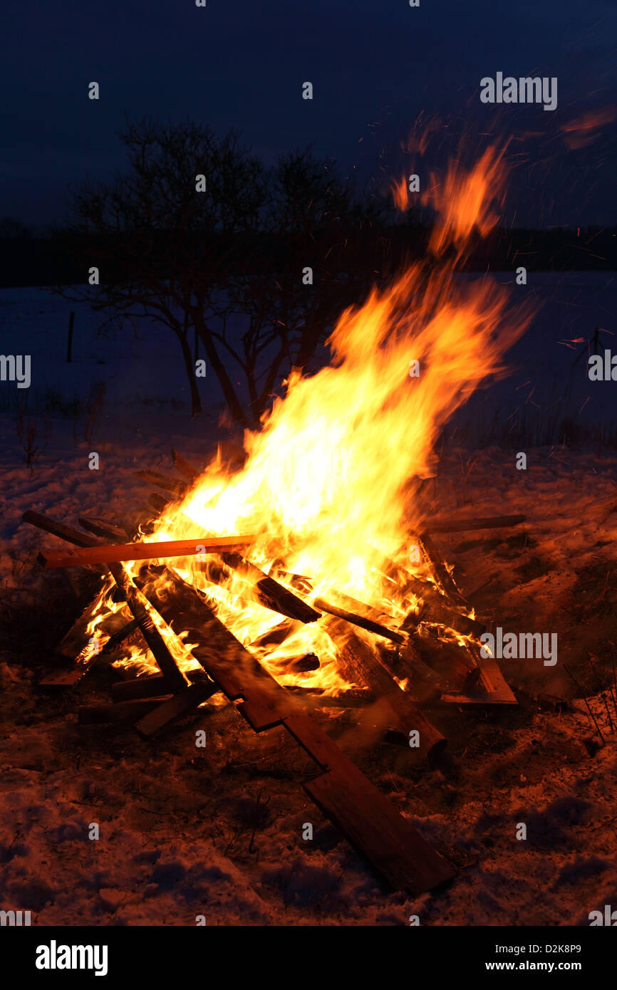 Resplendent village, Germany, campfire Stock Photo - Alamy