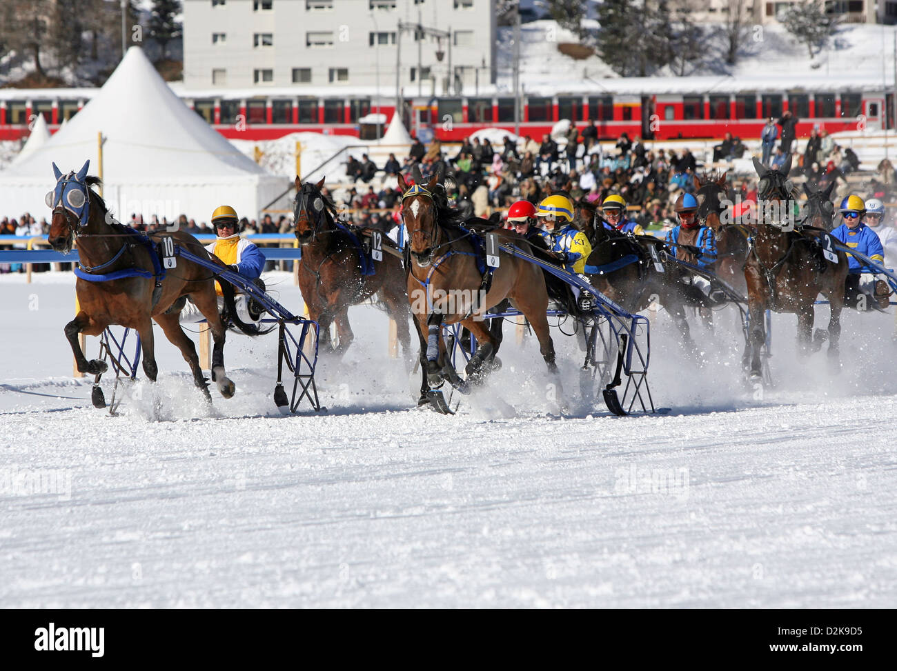 St. Moritz, Switzerland, harness racing on Lake St. Moritz Stock Photo ...