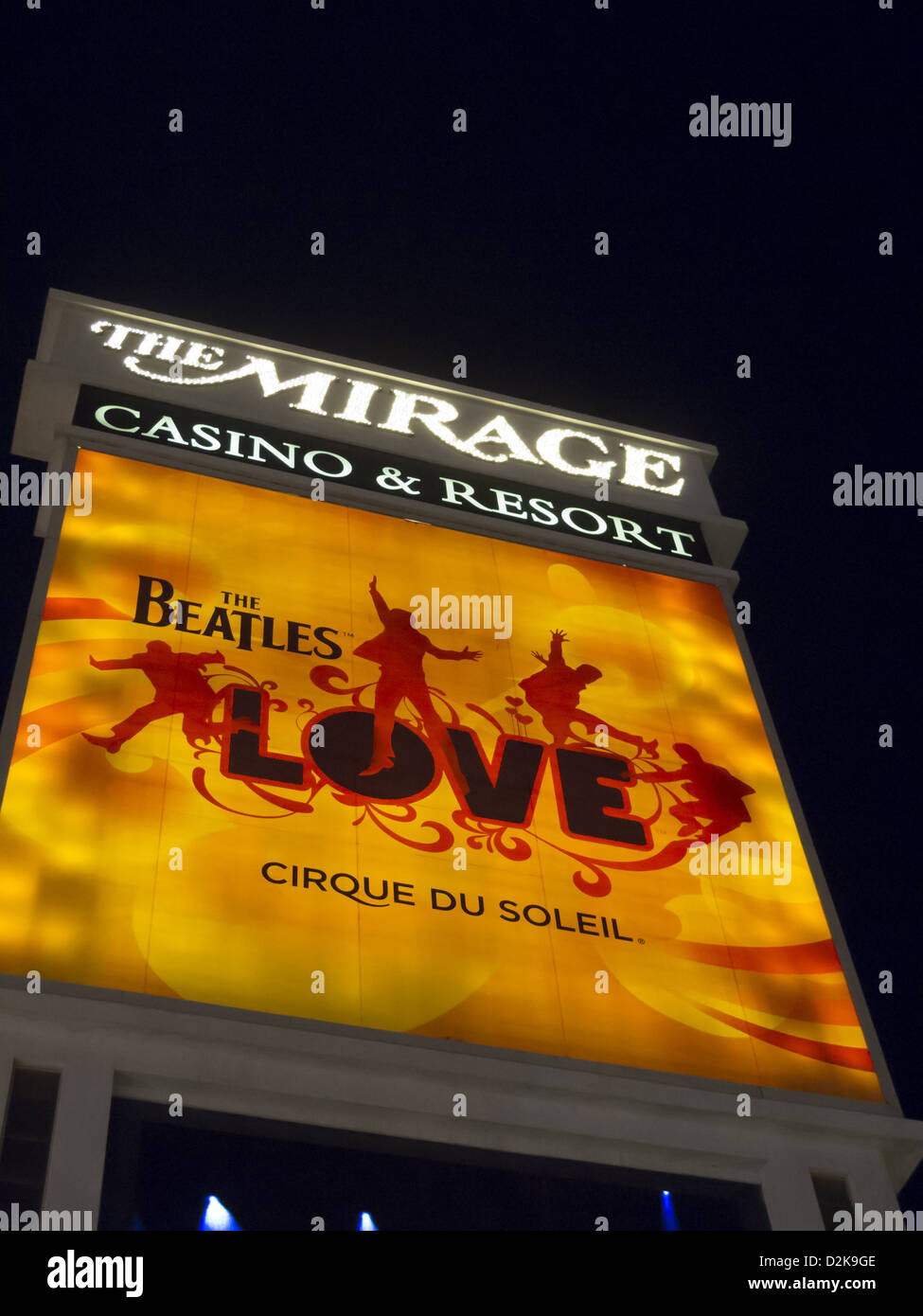 Sign of Mirage casino resort Las Vegas advertising the theatre ...