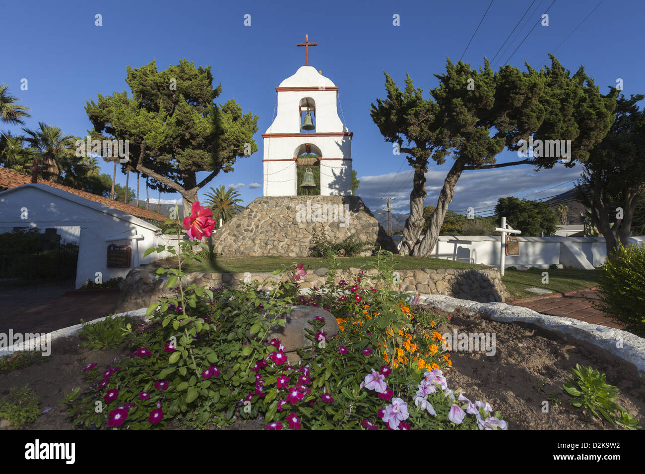 Bell tower at old Spanish Mission San Antonio de Pala Southern ...
