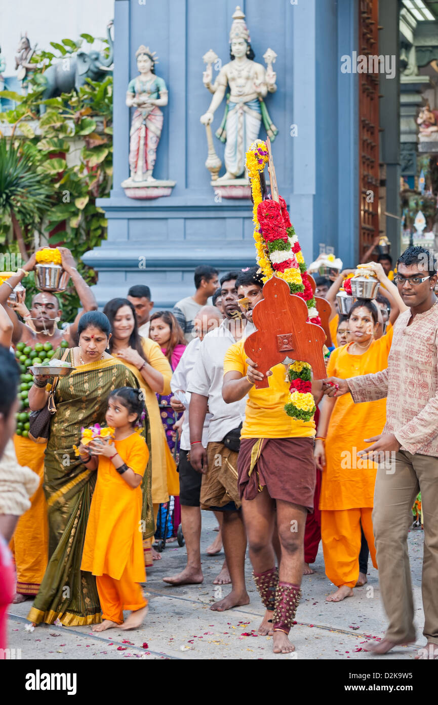 SINGAPORE – 2013 JANUARY 27: Male devotee at the annual Thaipusam ...