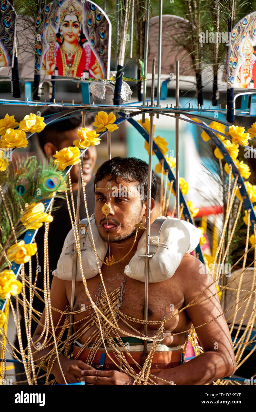 SINGAPORE – 2013 JANUARY 27: Male devotee at the annual Thaipusam ...