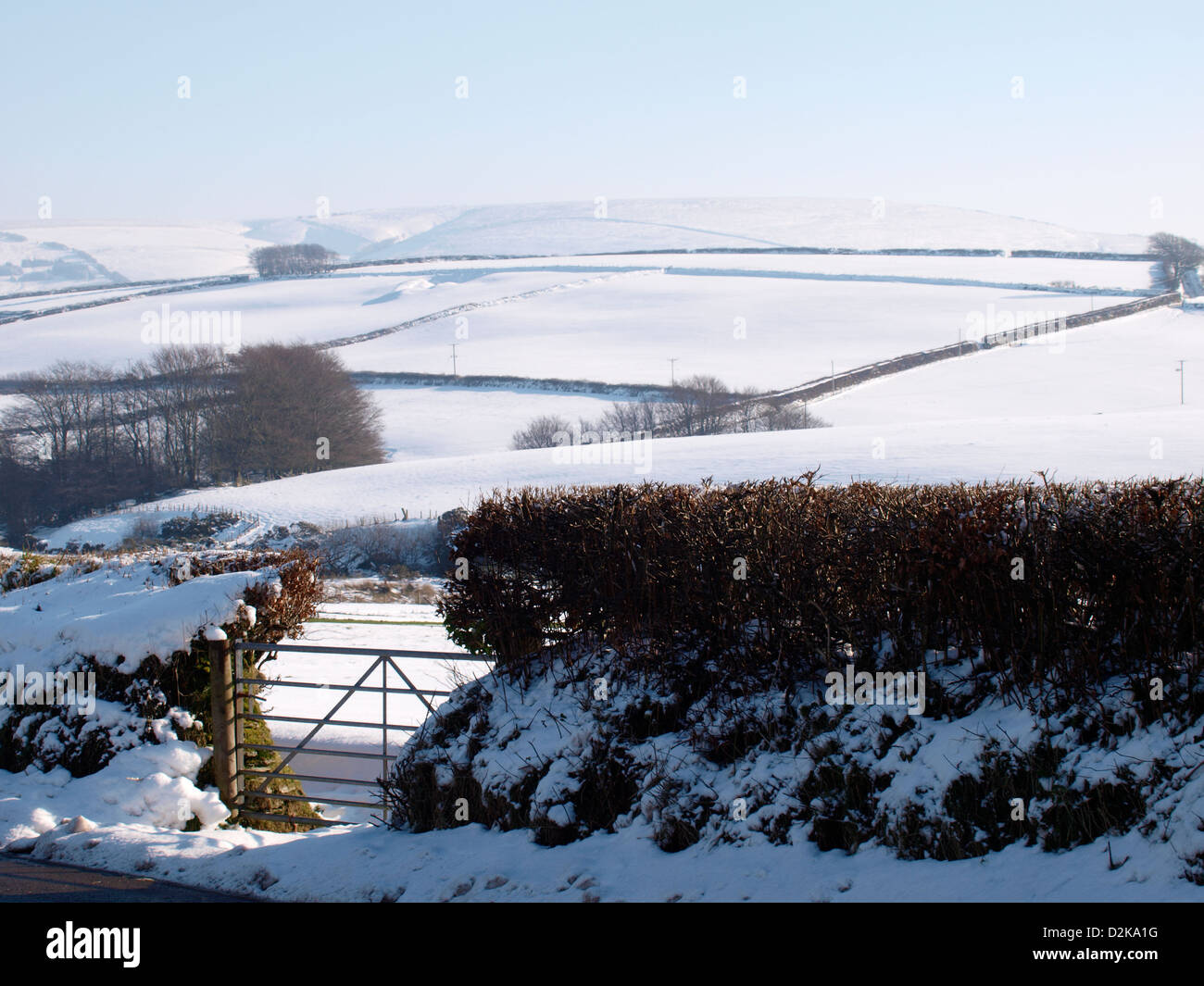 Field gate, Exmoor, Devon, UK in the snow, January 2013 Stock Photo - Alamy