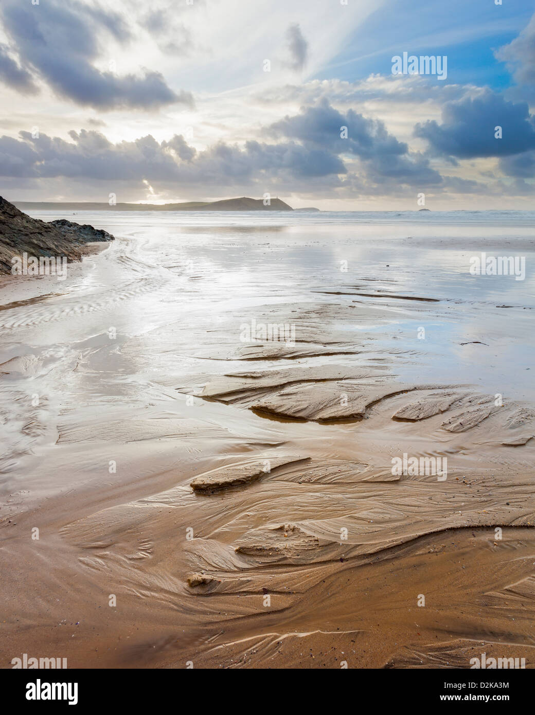 Patterns in the sand at Polzeath Cornwall England UK Stock Photo - Alamy