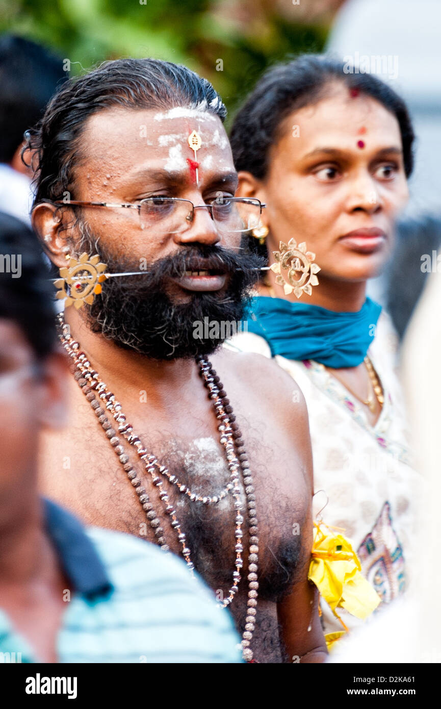SINGAPORE – 2013 JANUARY 27: Male devotee at the annual Thaipusam ...