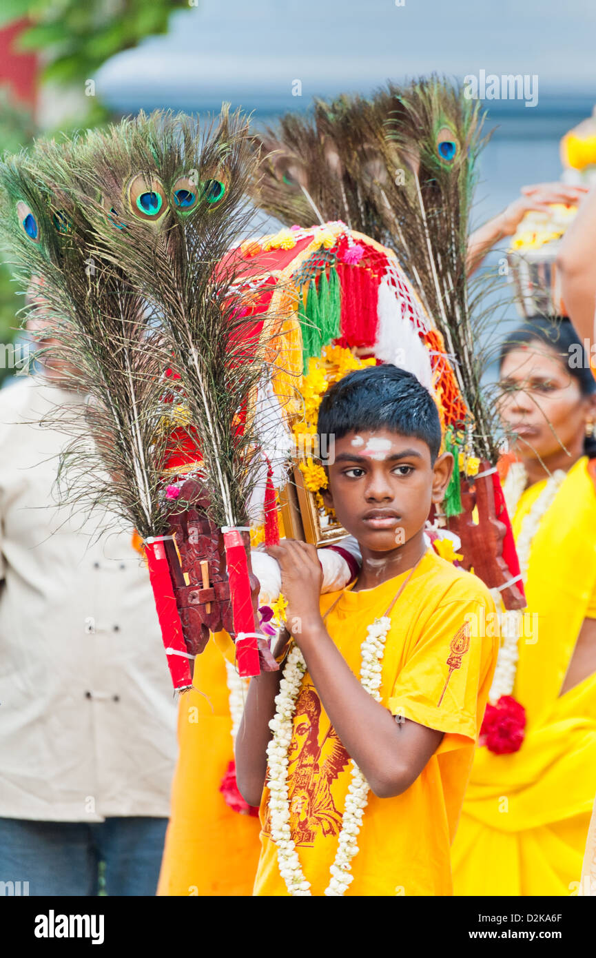 SINGAPORE – 2013 JANUARY 27: Male devotee at the annual Thaipusam ...