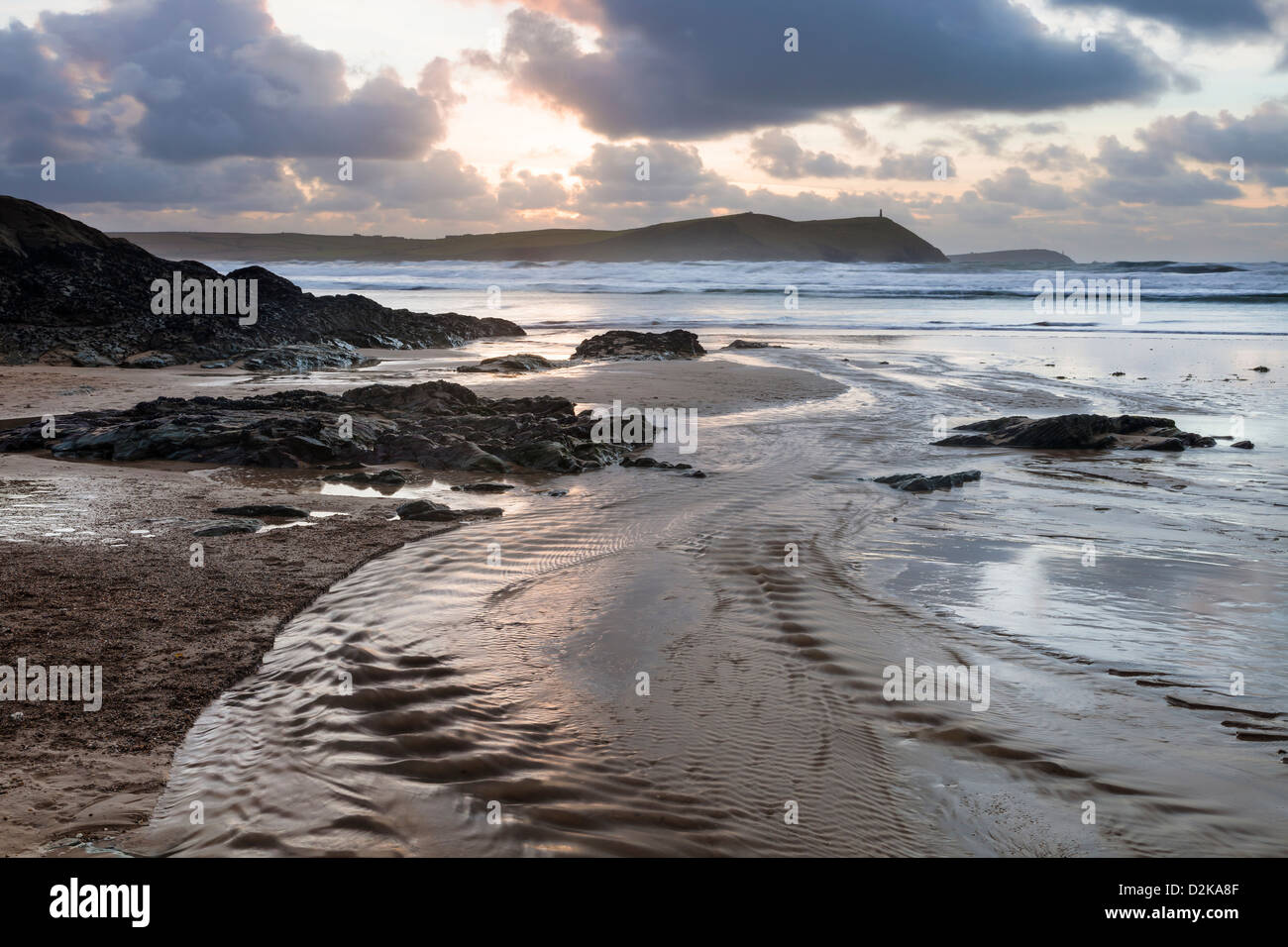Sunset at New Polzeath Cornwall England UK Stock Photo - Alamy