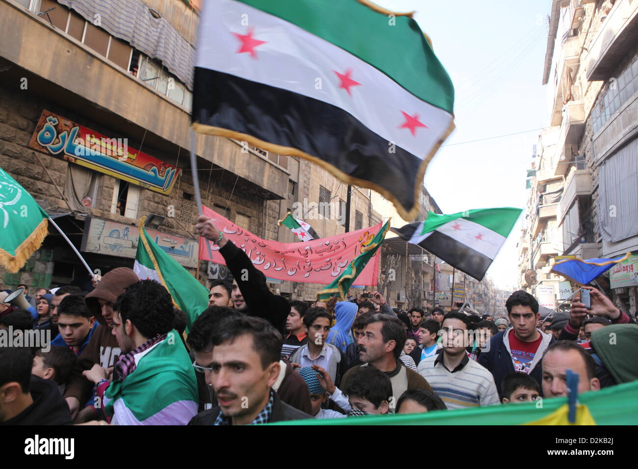 Young people demonstrate against the Syrian President Assad and for a ...