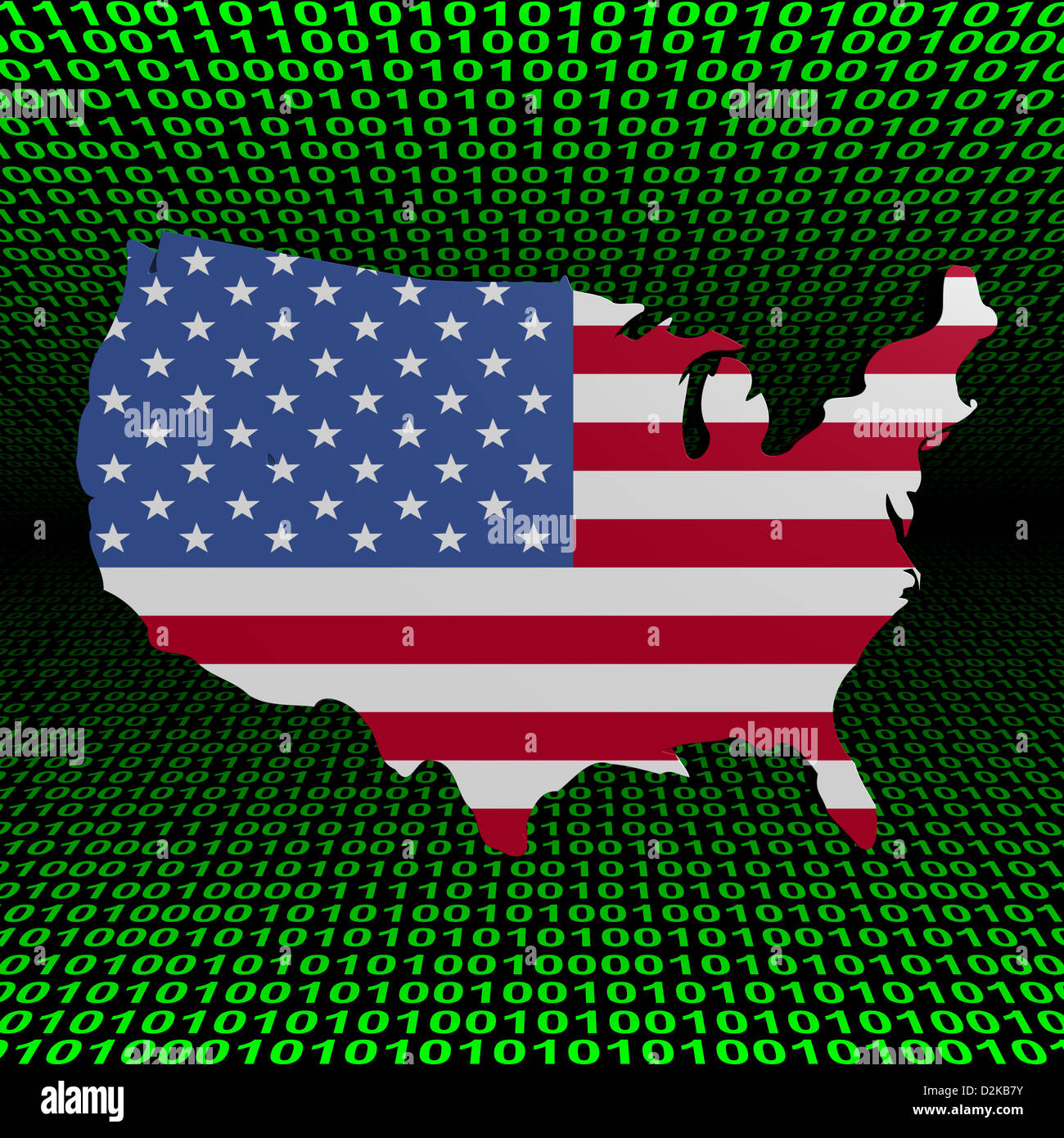 USA map flag over binary background illustration Stock Photo - Alamy