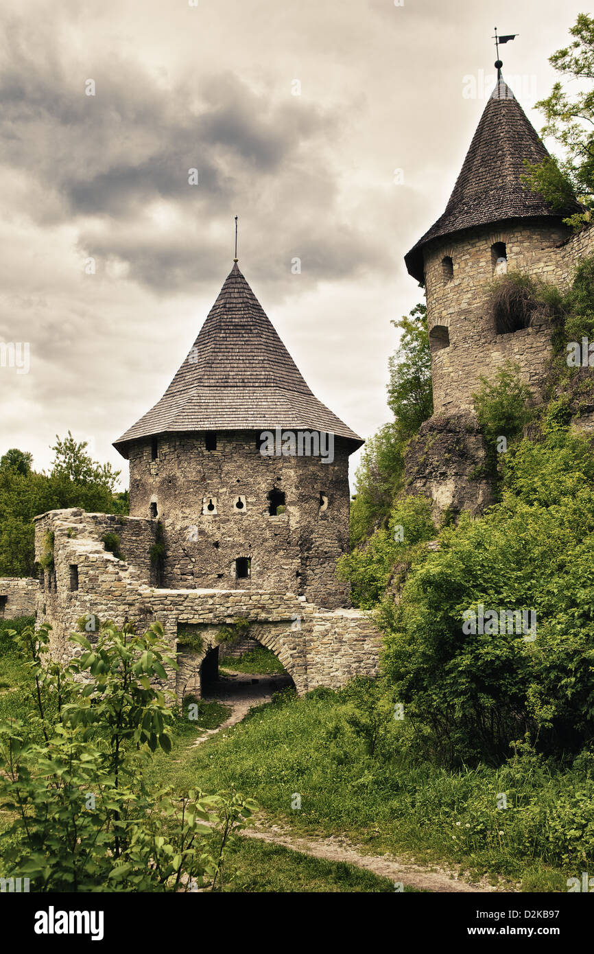 abandoned medieval castle at stormy summer day Stock Photo - Alamy