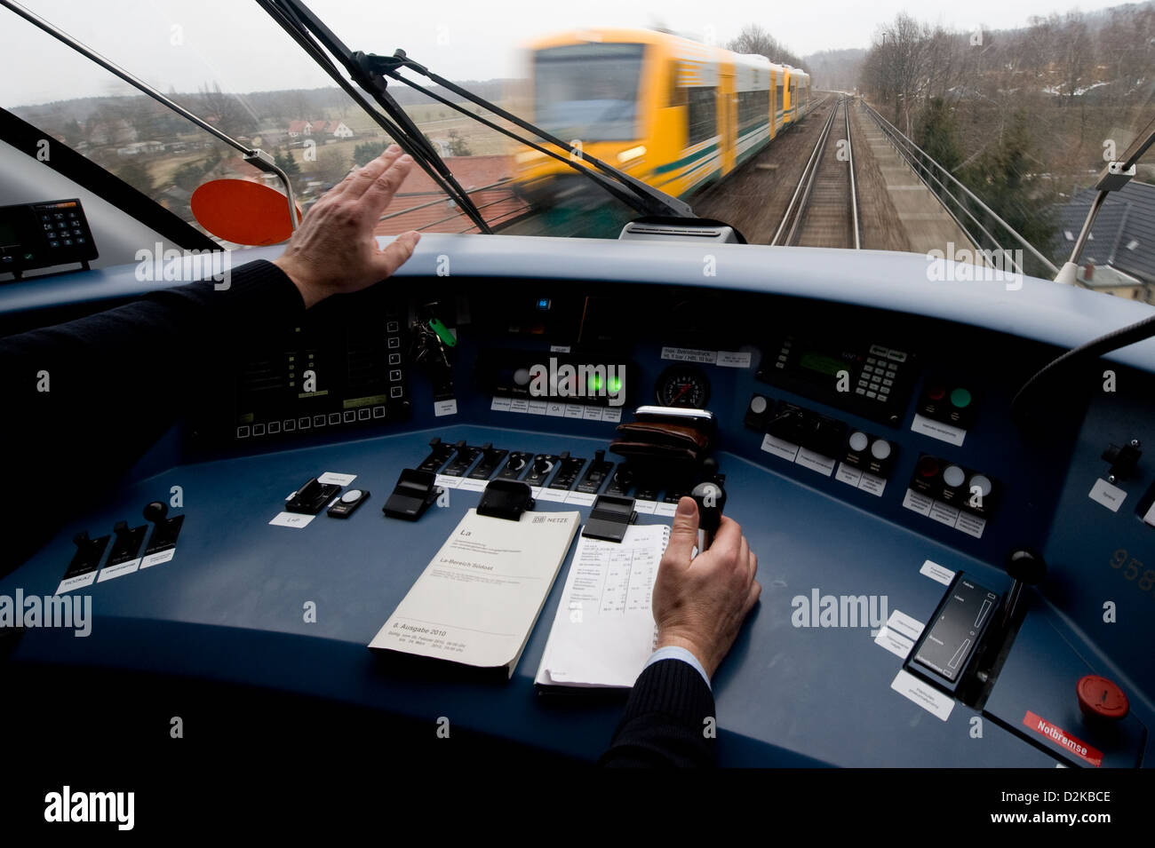 Dresden, Germany, train engineers, a regional express train Stock Photo ...