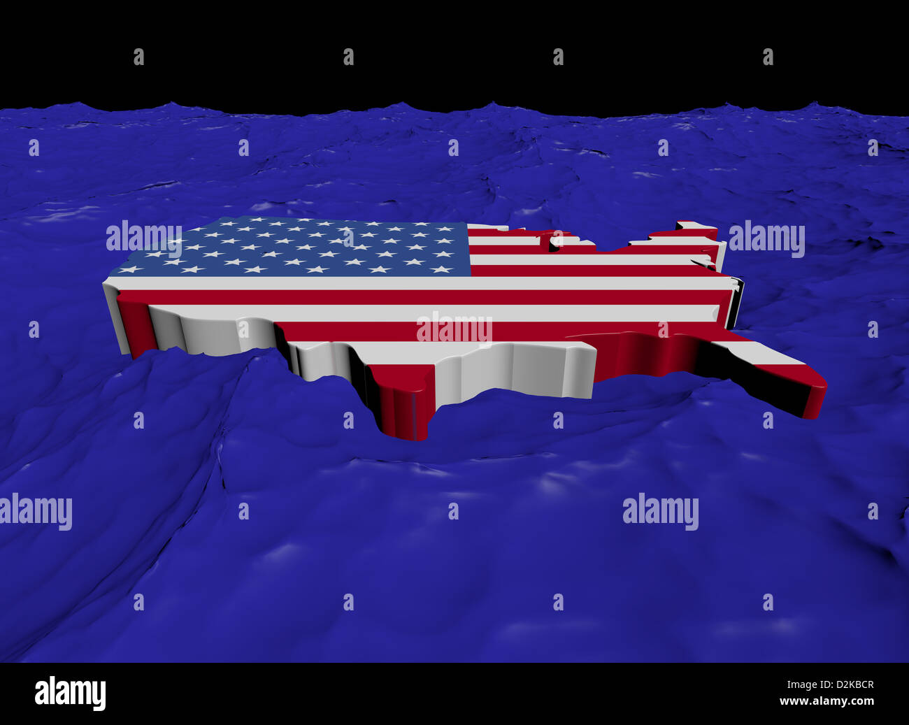 USA map flag in abstract ocean illustration Stock Photo - Alamy