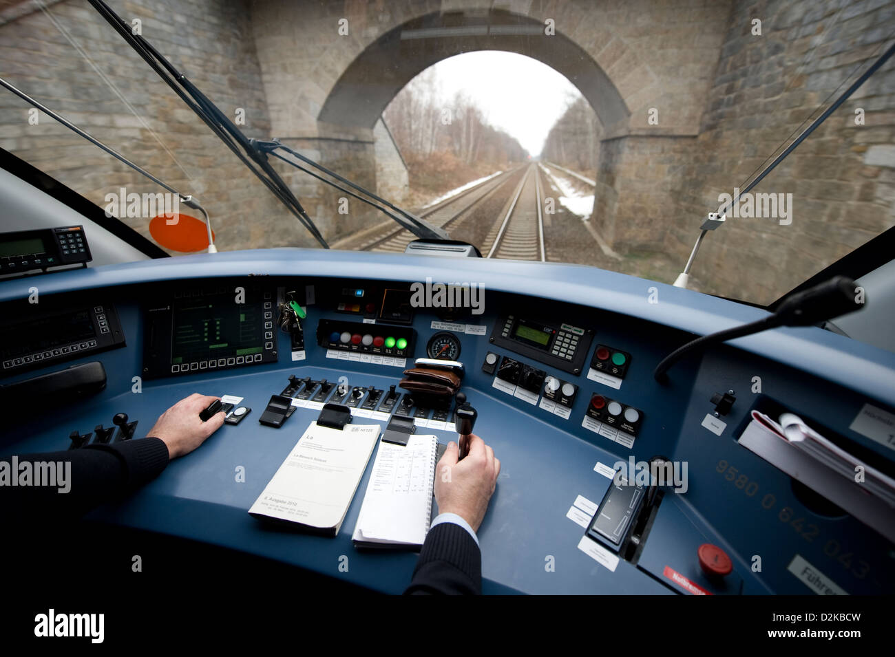Dresden, Germany, train engineers, a regional express train Stock Photo ...