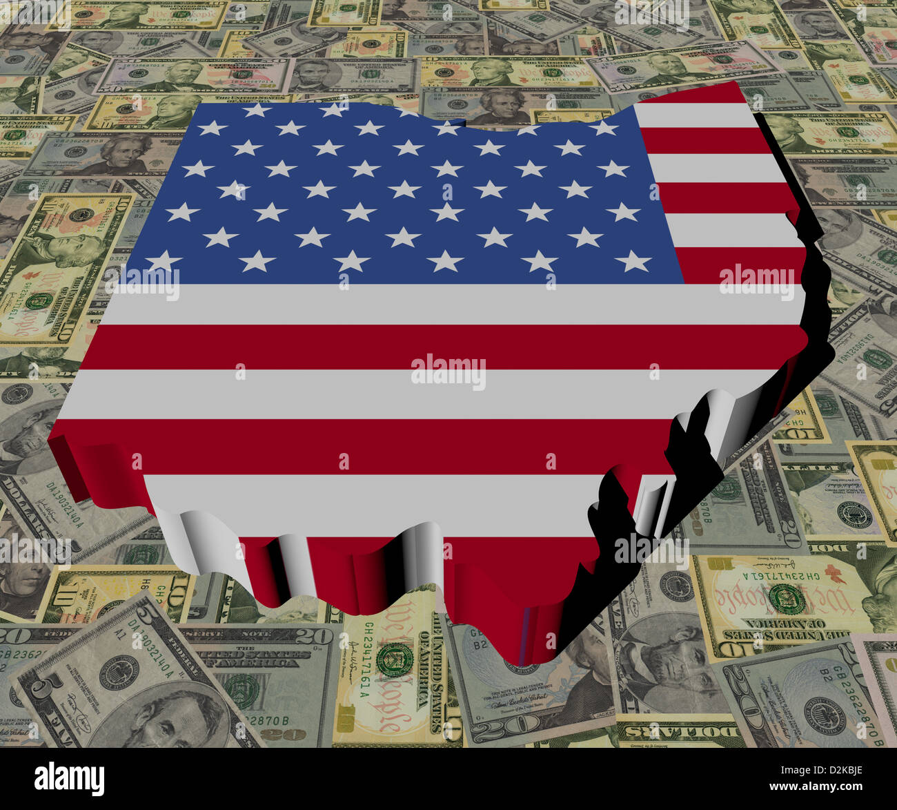 Ohio Map flag on American dollars illustration Stock Photo - Alamy