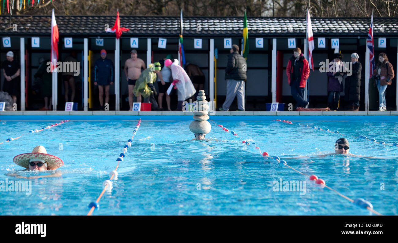 London, UK. 26th January 2013. Tooting Bec Cold Water Swimming ...