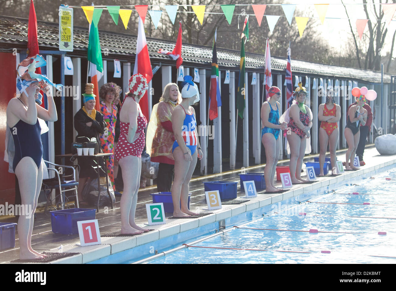 London, UK. 26th January 2013. Tooting Bec Cold Water Swimming ...