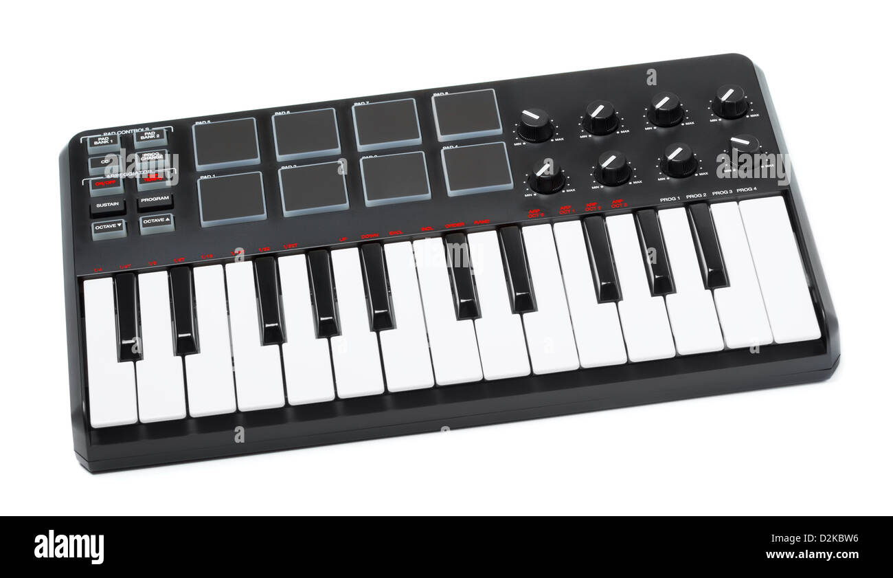 digital midi keyboard isolated on white background Stock Photo - Alamy