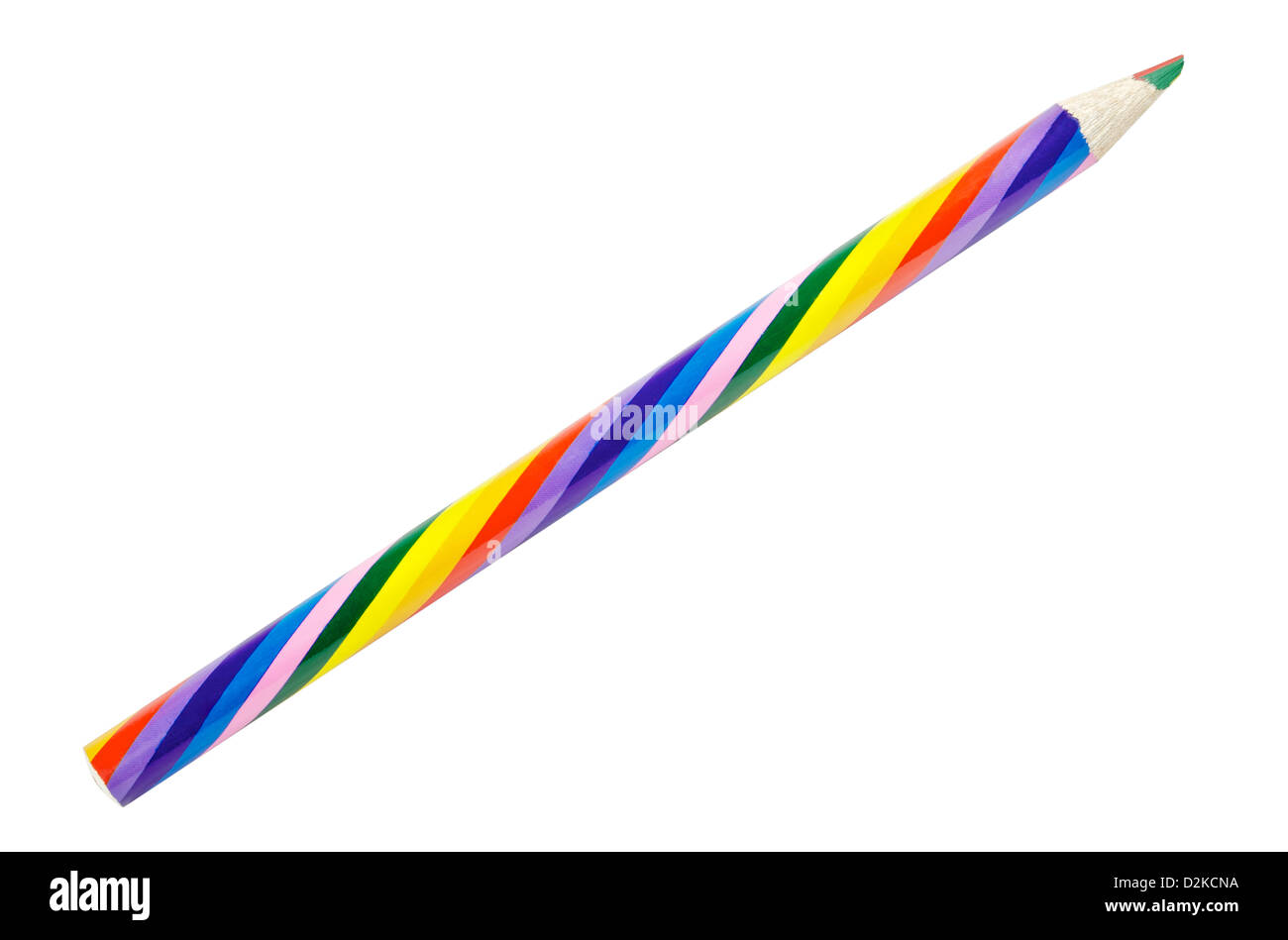 striped colorful pencil isolated on white background Stock Photo - Alamy
