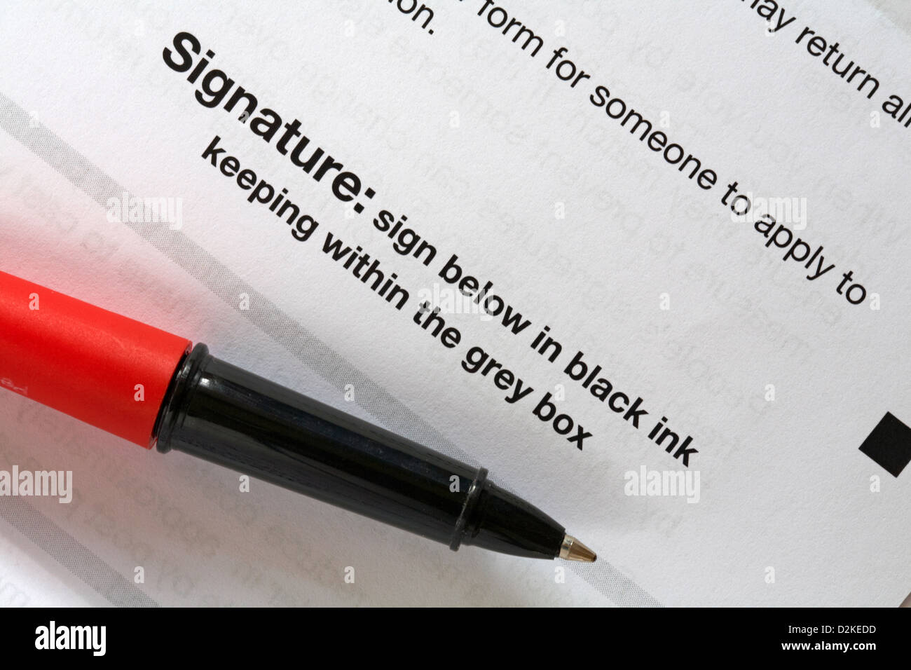 Signature sign below in black ink keeping within the grey box on form ...