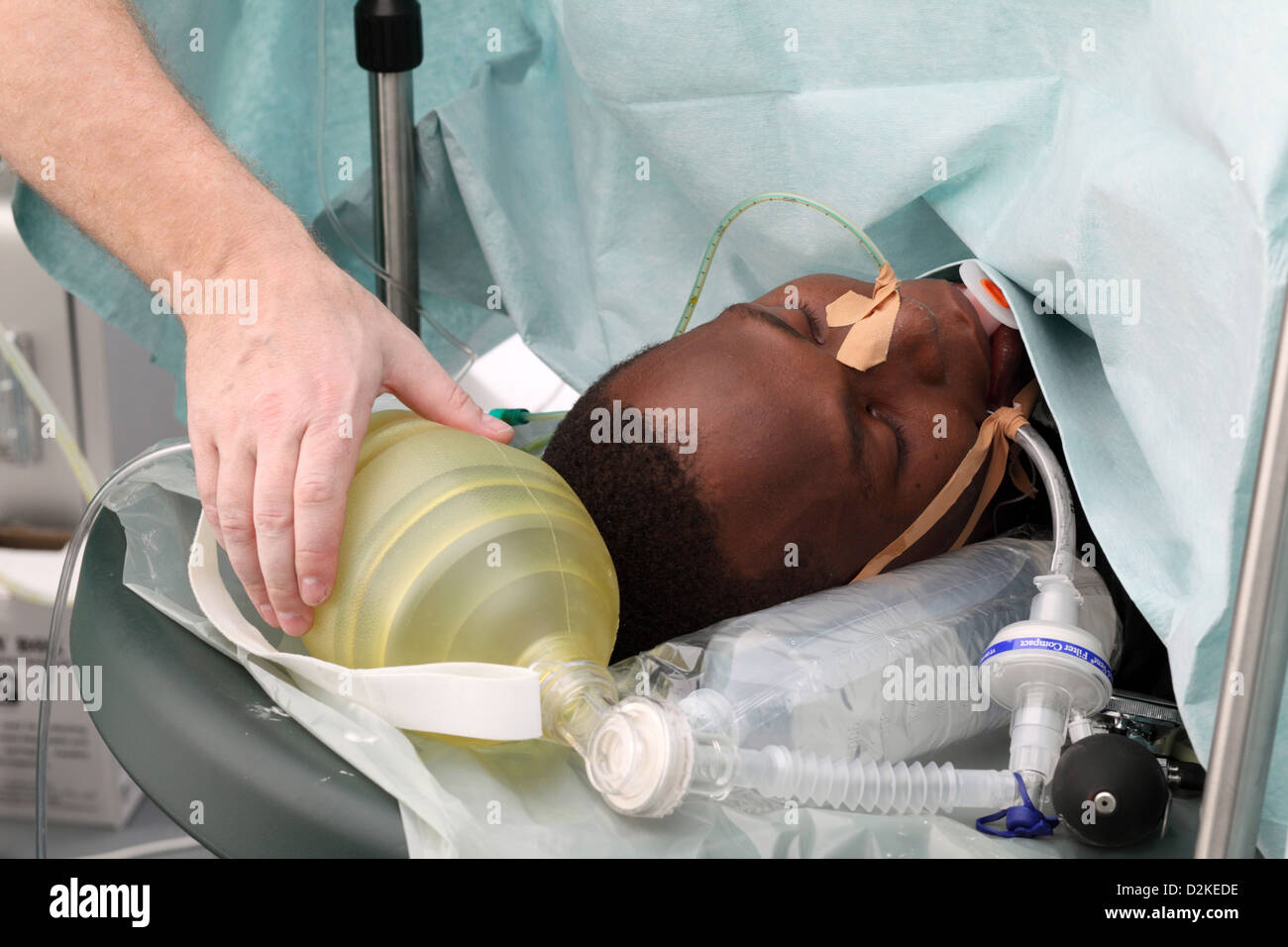 Carrefour, Haiti, an anesthetized patient during surgery Stock Photo ...