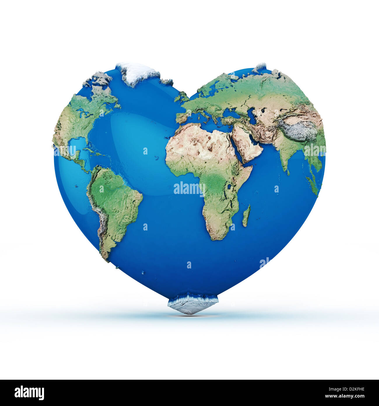Heart-shaped world 3D Rendered isolated Stock Photo - Alamy