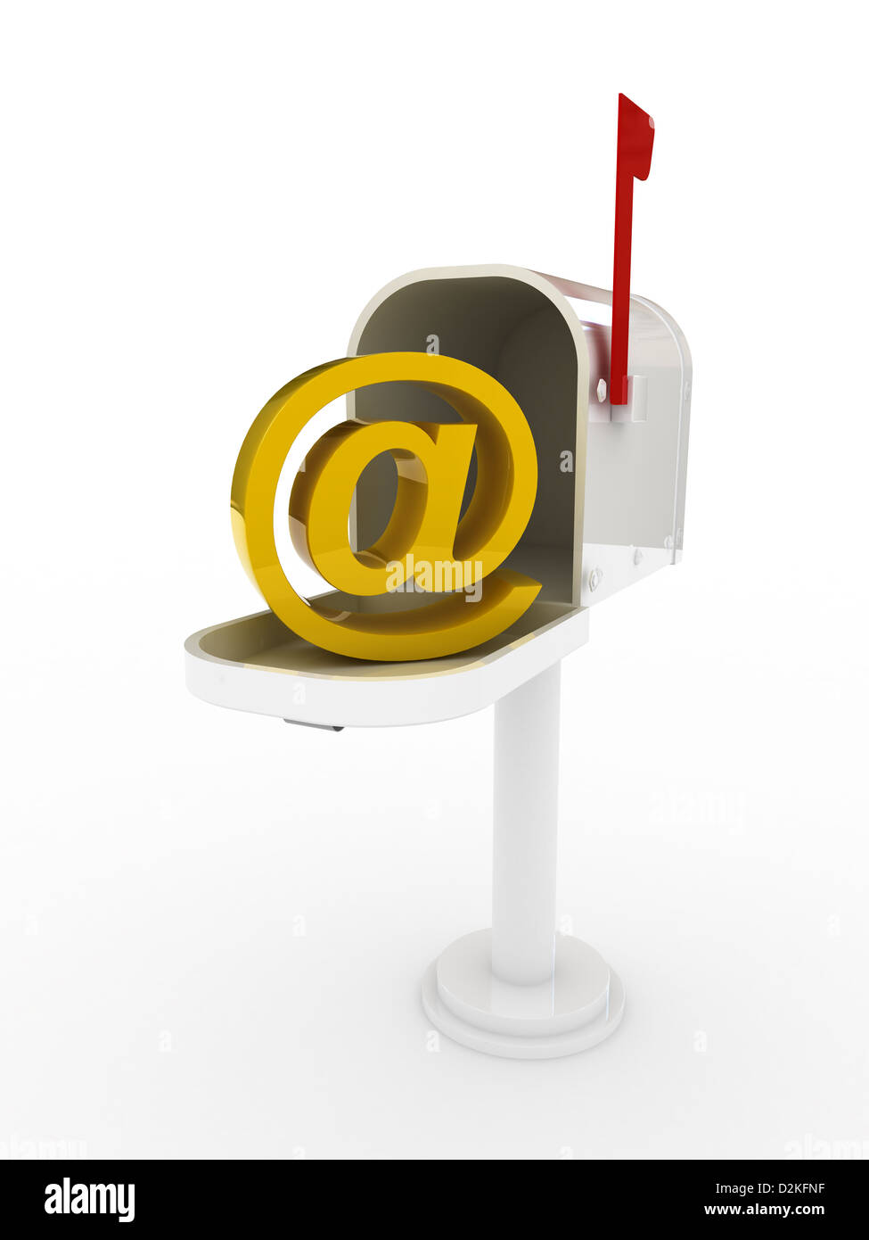 3d open white mailbox with e-mail symbol Stock Photo - Alamy
