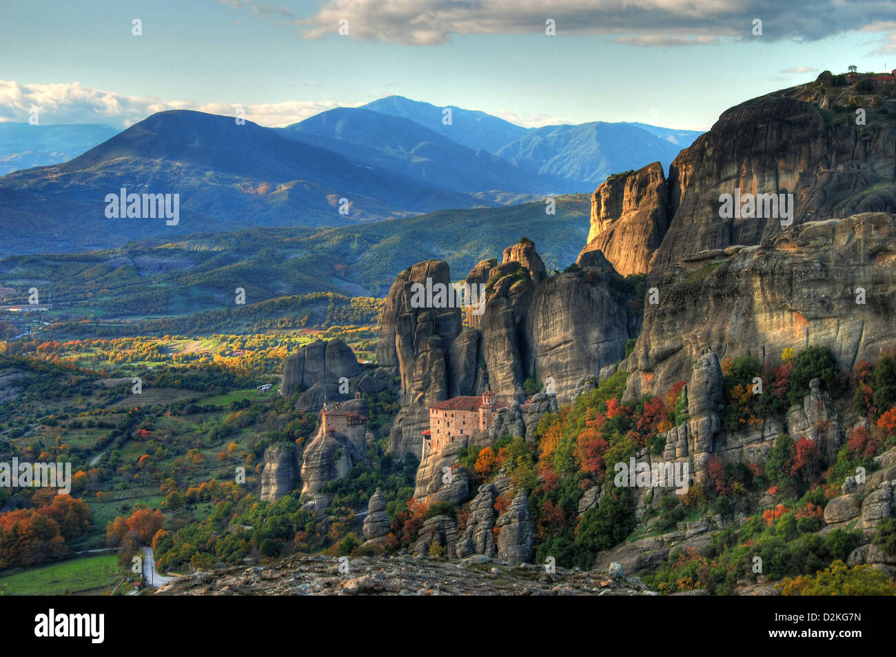 Meteora mountain landscape with monasteries Stock Photo - Alamy