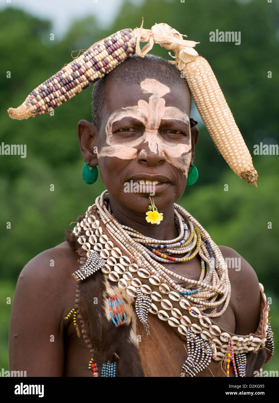 Portrait of decorated Kara woman on bluff-close up Stock Photo - Alamy