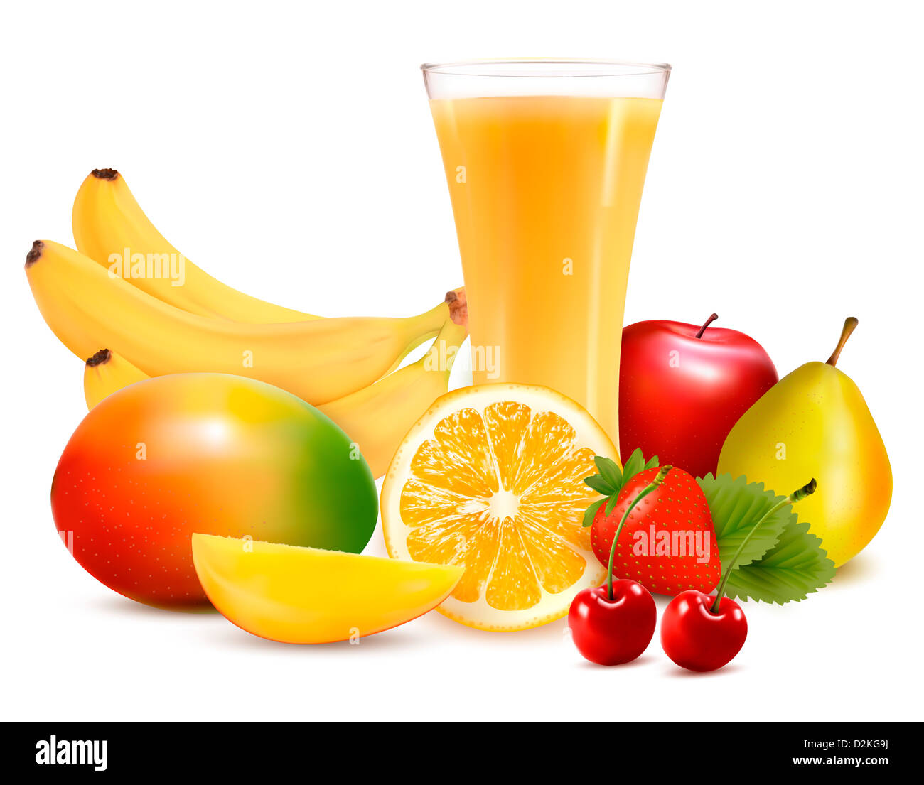 Fresh color fruit and juice Stock Photo - Alamy