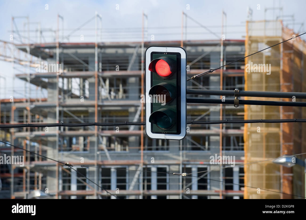 Berlin, Germany, a red light in front of a construction site Stock ...