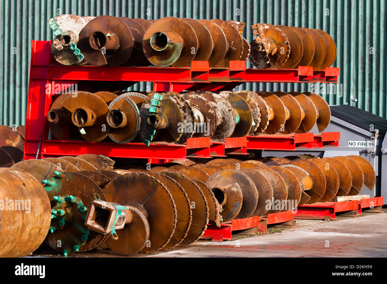 Rusty used augers on racks; Geotechnical drilling equipment Specialists ...