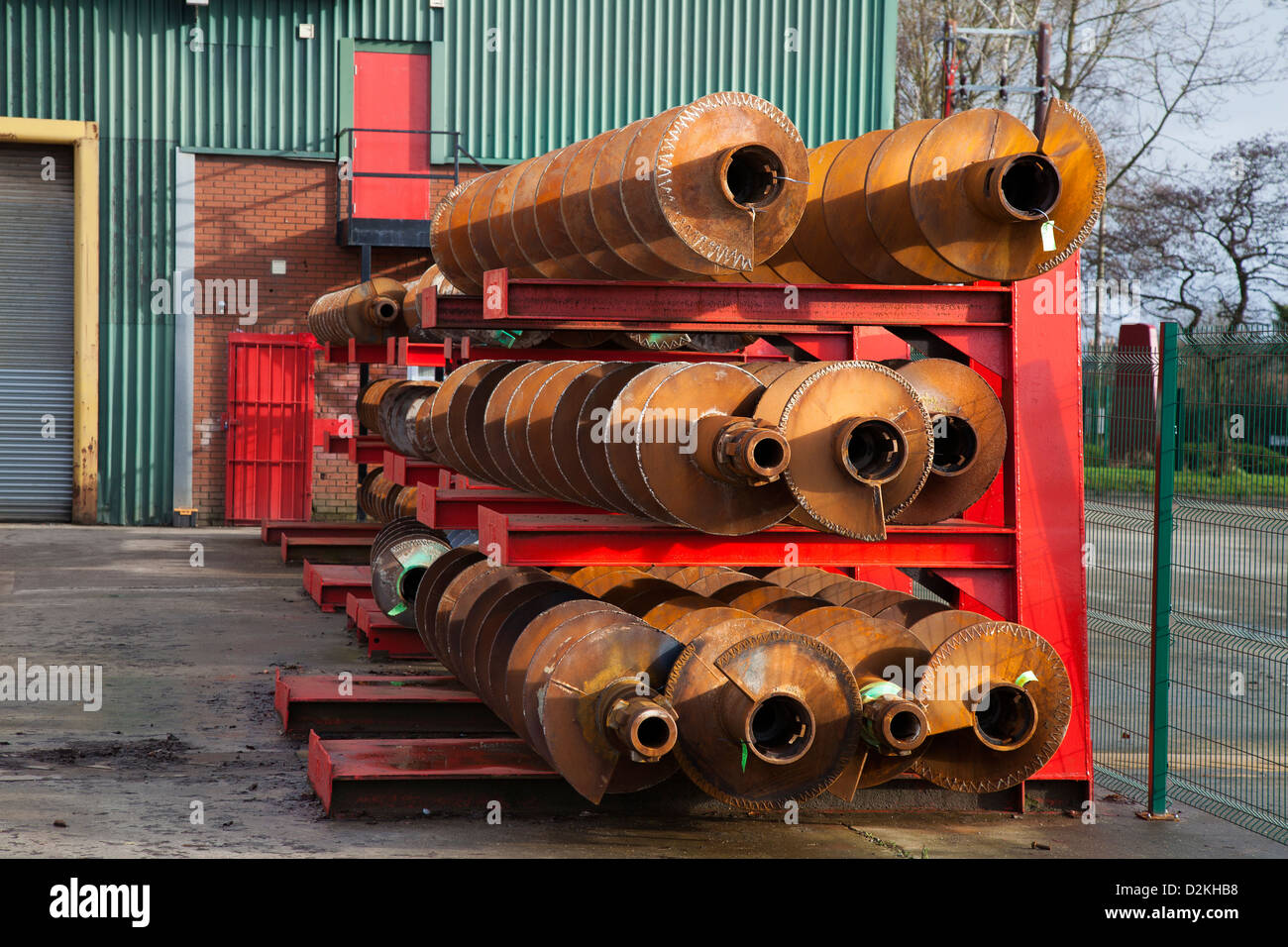 Rusty used augers on racks; Geotechnical drilling equipment Specialists ...