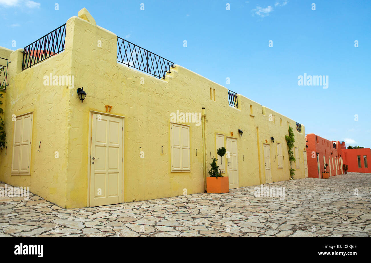 Yellow house in mediterranean street Stock Photo - Alamy