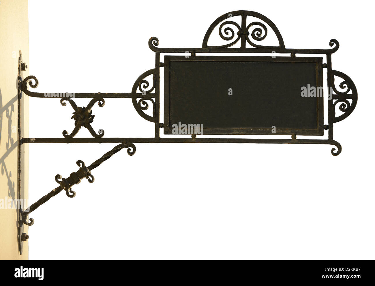Old metal (store) sign with empty space for text, isolated on white ...