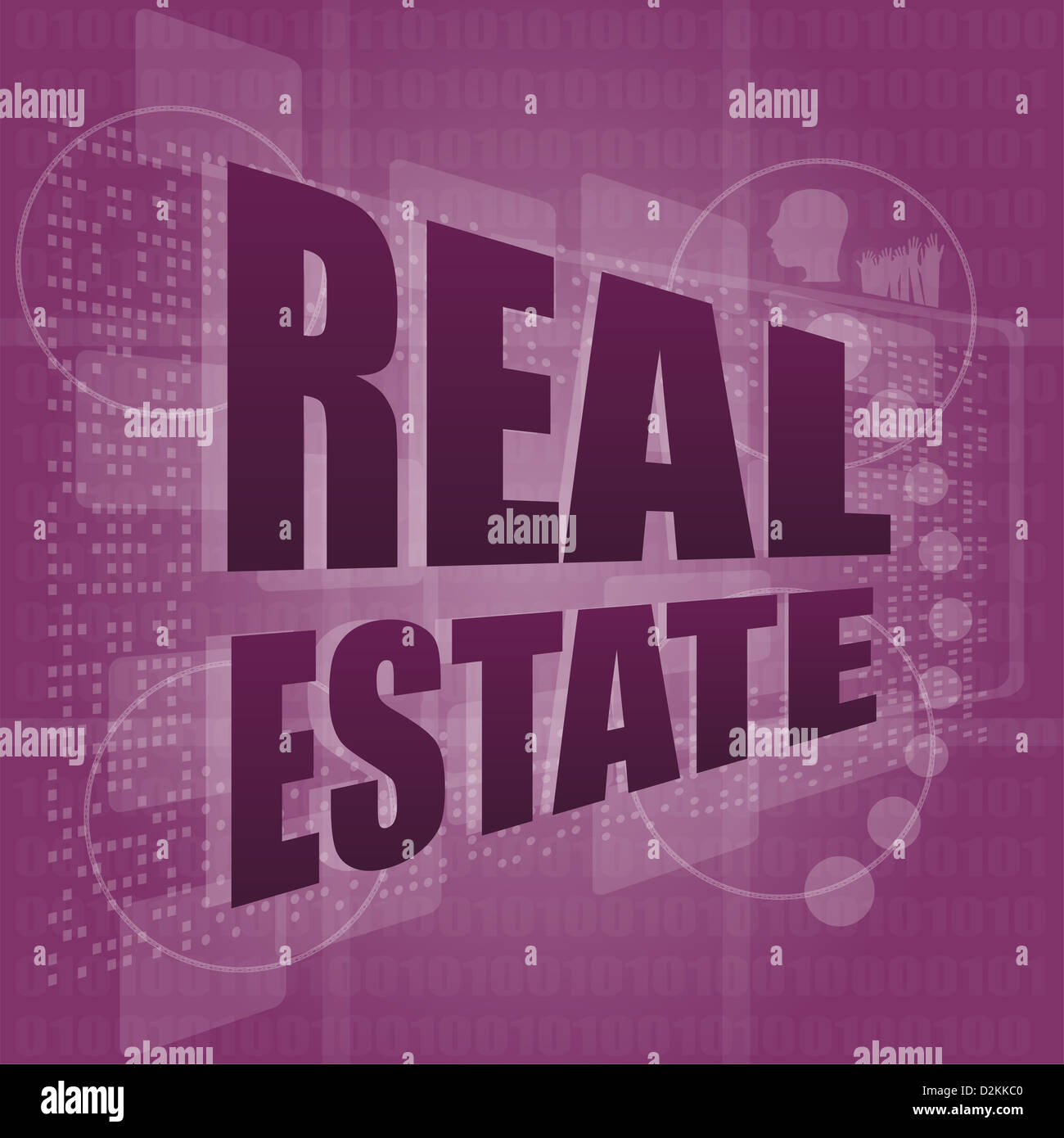 real estate text on touch screen Stock Photo - Alamy